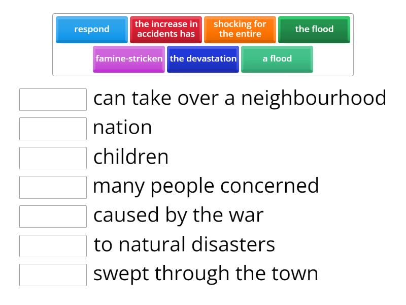 Natural disaster - Collocations - Match up