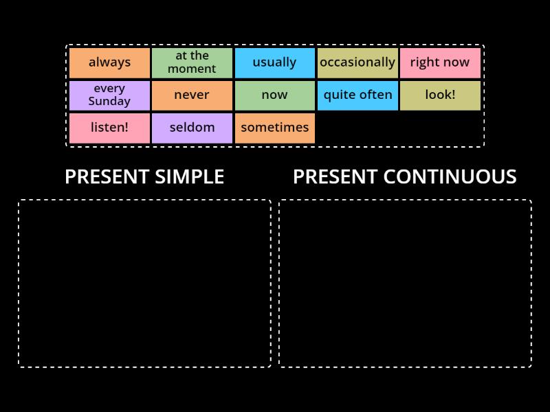 Present continuous or simple? Beginners - Categorize