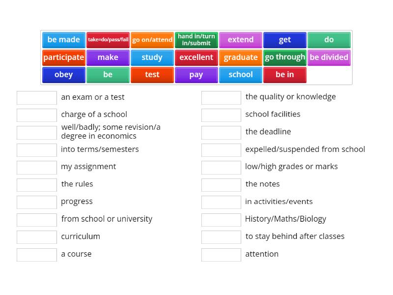Education collocations EF intermediate - Match up