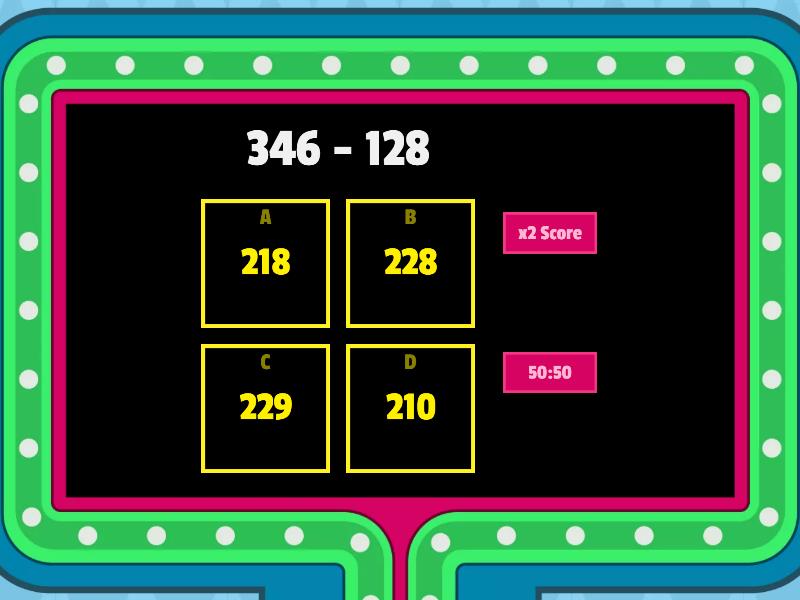 G2 - Math - Subtraction! (regrouping once) - Gameshow quiz