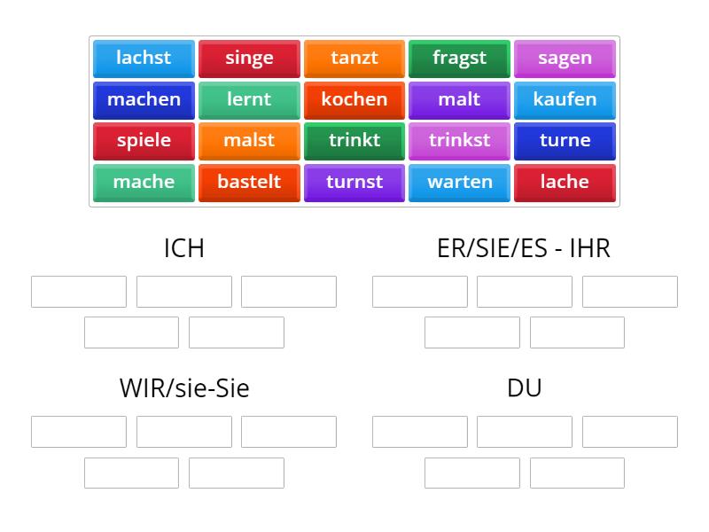4k. Konjugation - ich,du,er/sie - Group sort