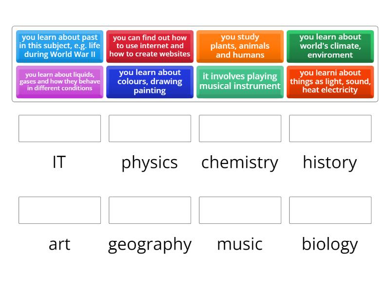 Unit 4 subjects - Match up