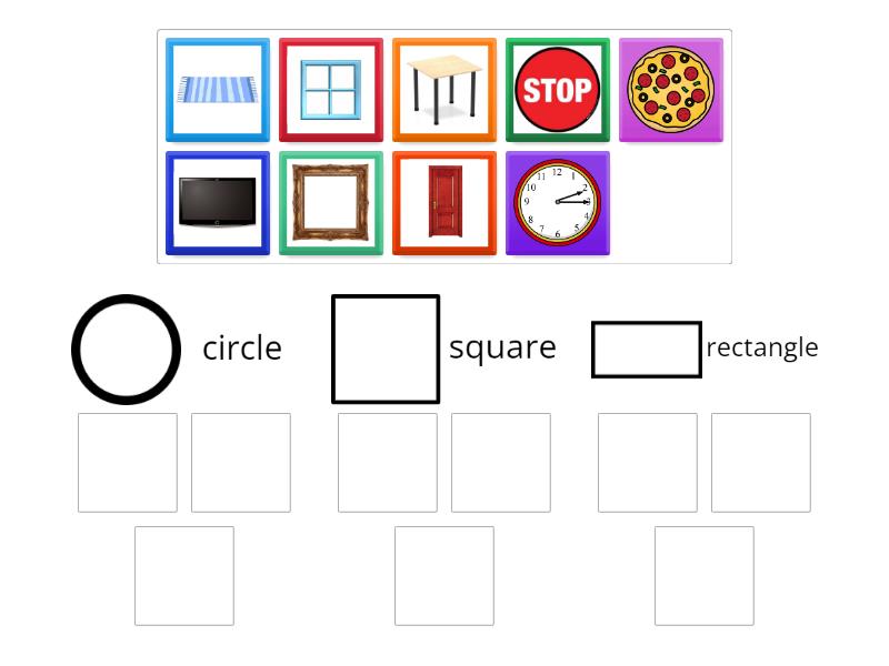 2D shapes circle, square and rectangle - 按組排序