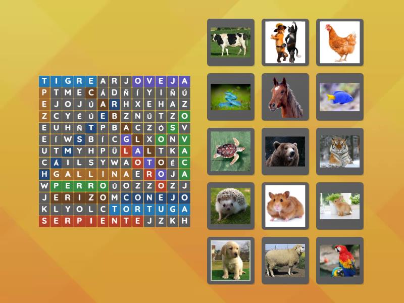 Sopa de letras: Animales - Wordsearch