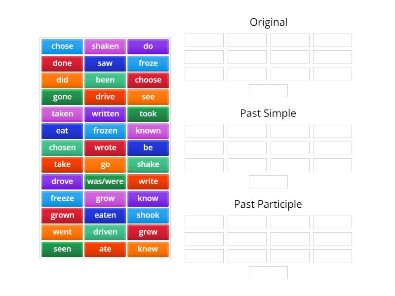 Irregular Verbs - sorting part I - Group sort