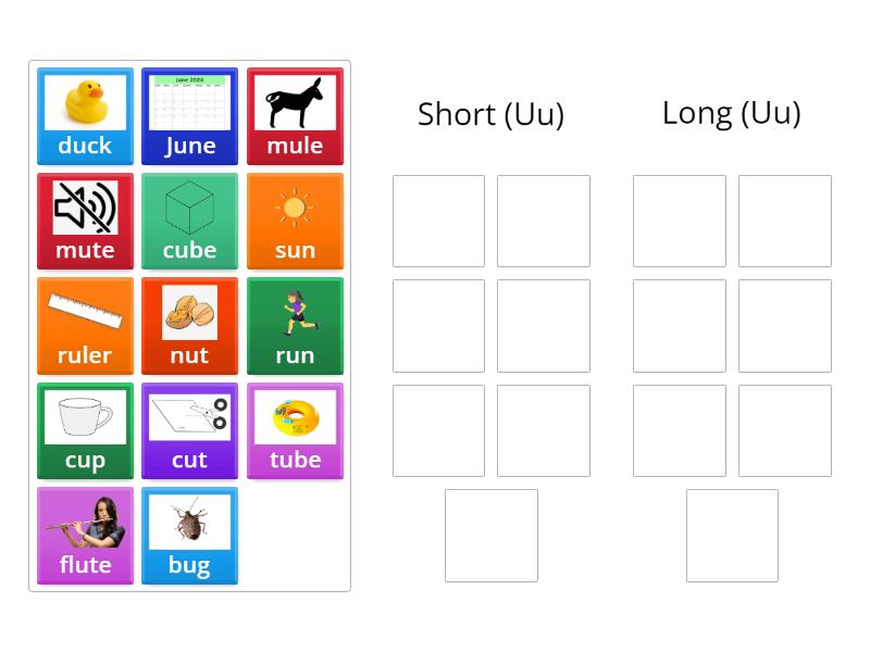 Short and Long Vowel Sounds (Uu) - Group sort