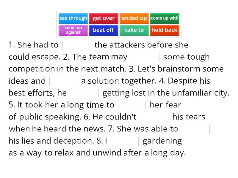 Use correct word.Gold experience B2 Unit 1 Phrasal verbs - Complete the ...