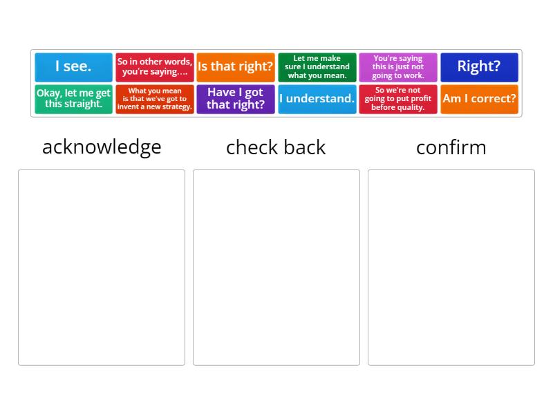 Lesson 12. Checking understanding. - Categorize