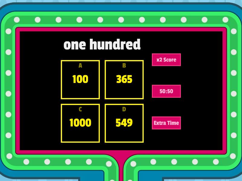 Numbers 100-1000 3 - Gameshow quiz