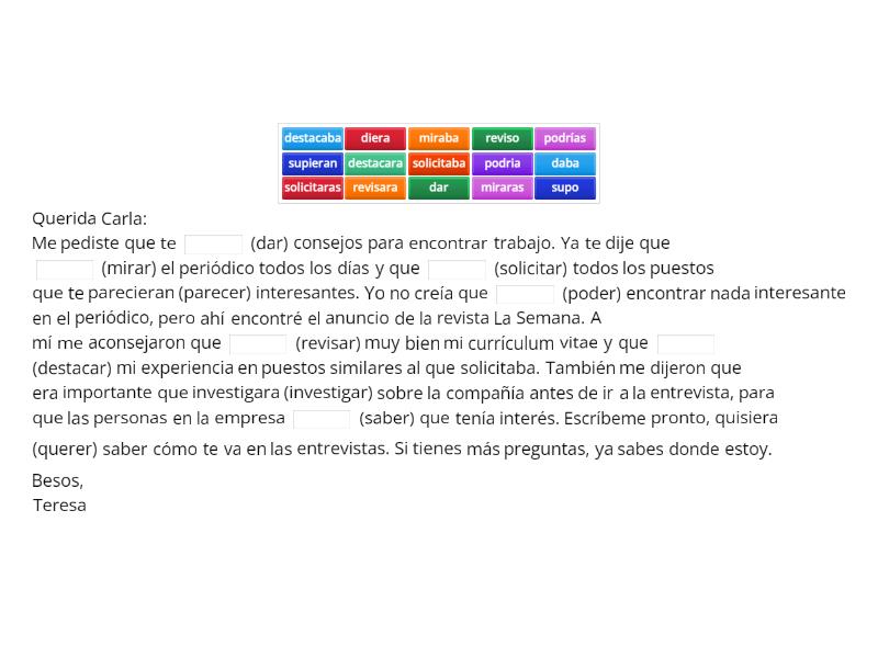 Practica el past subjunctive (imperfecto del subjuntivo) - Complete the ...