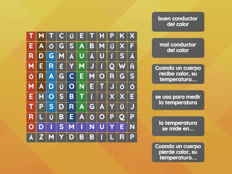 calor y temperatura - Wordsearch