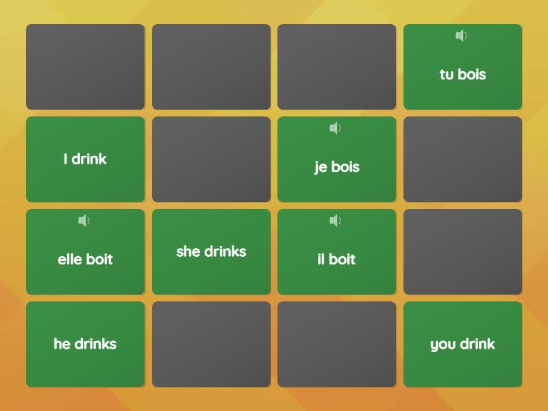 Y7 French: the verb "boire - to drink" - Matching pairs