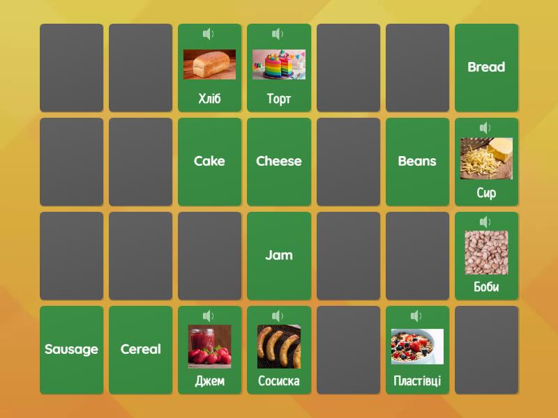 Types of food - Matching pairs