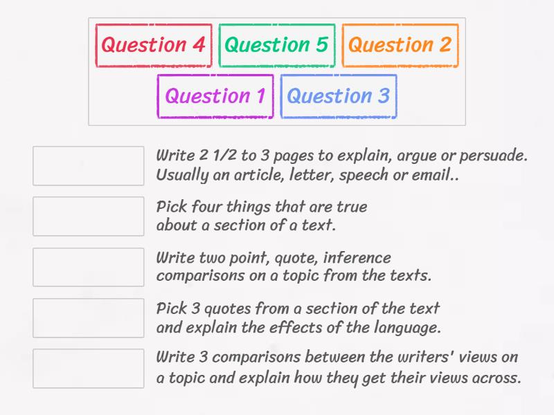 AQA Paper 2 Question Topics - Une las parejas