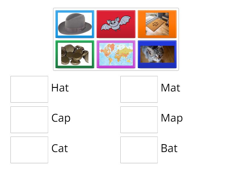Cat Hat Bat Map Cap Mat - Match up