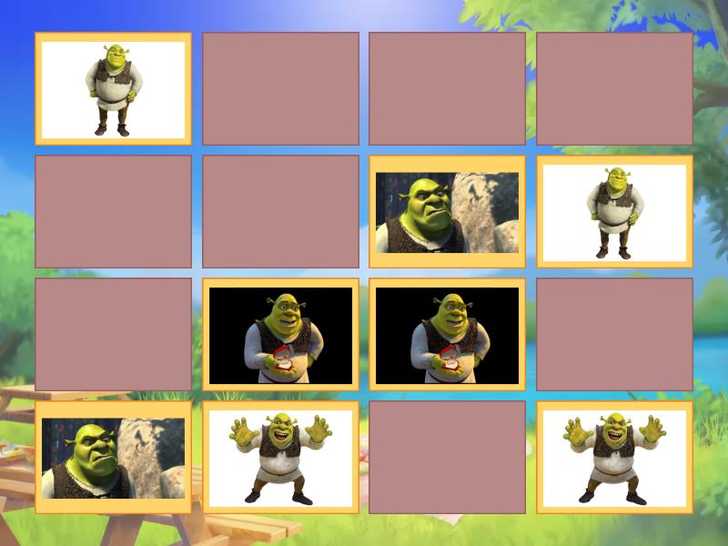 Encuentra la pareja de Shrek (expresiones) - Matching pairs