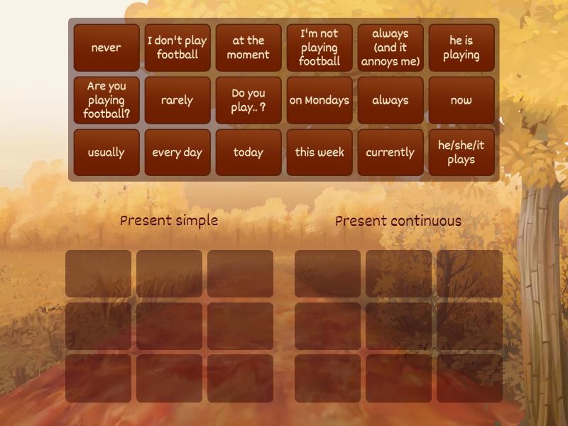 Present tenses - Group sort