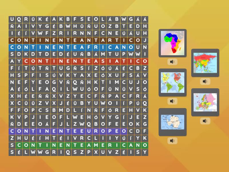 SOPA DE LETRAS DE LOS CONTINENTES. - Wordsearch
