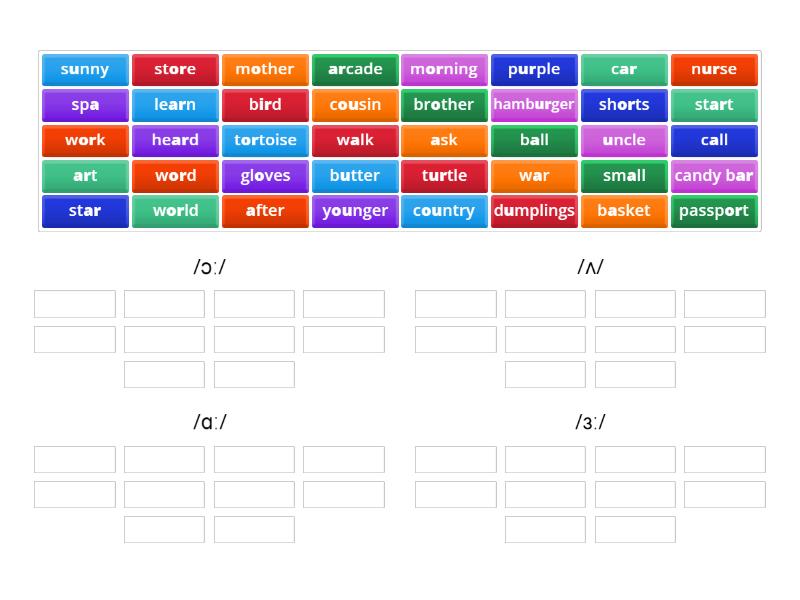 Superkids - Unit 5 and 6 - Phonetics - Group sort
