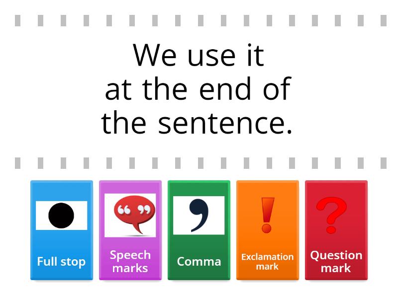 Grade 2 Reading and writing (Using Punctuation marks) - Find the match