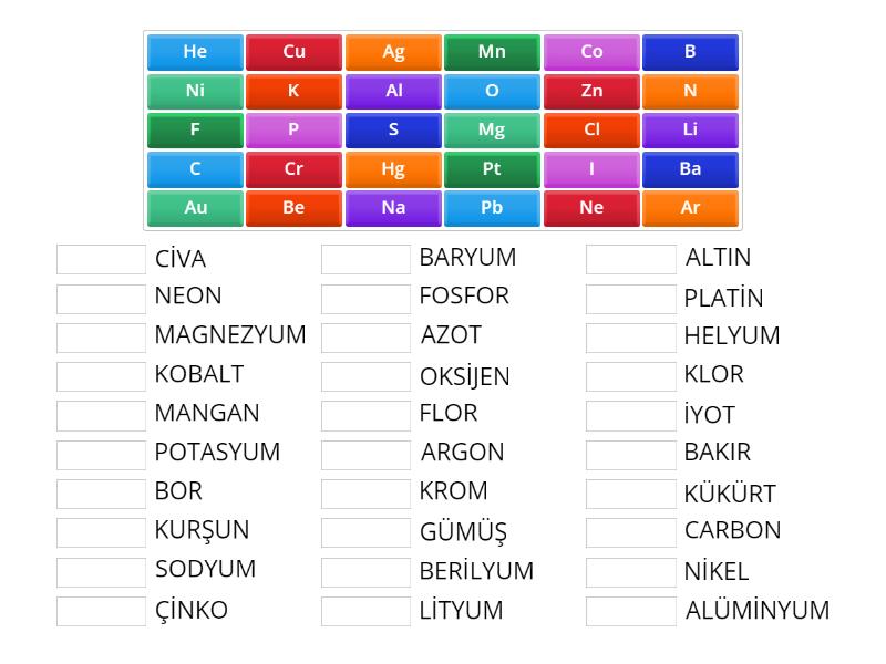 Element-Symbol Matching - Match up