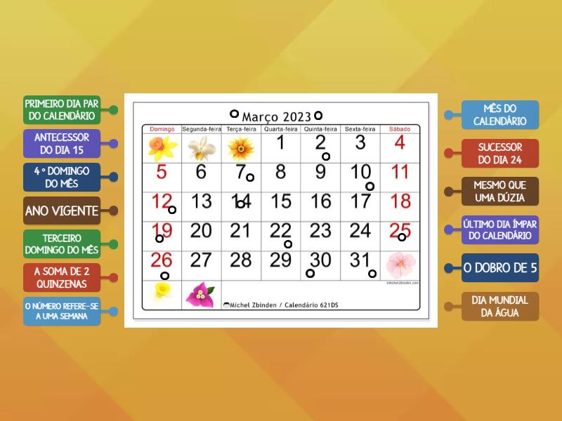 CALENDÁRIO - Imagem com legenda