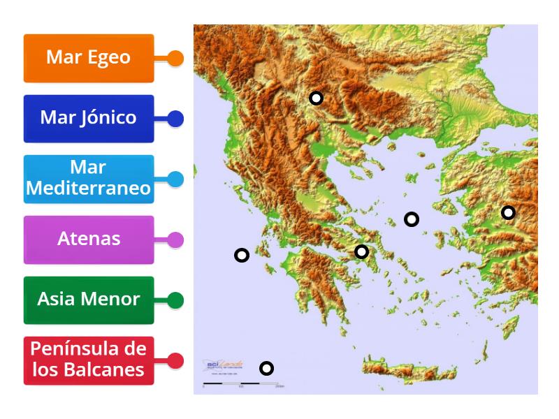 Ubicación Geográfica de Grecia - Diagrama con etiquetas