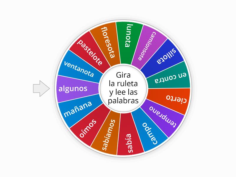 Palabras frecuentes y del dictado - Rueda aleatoria