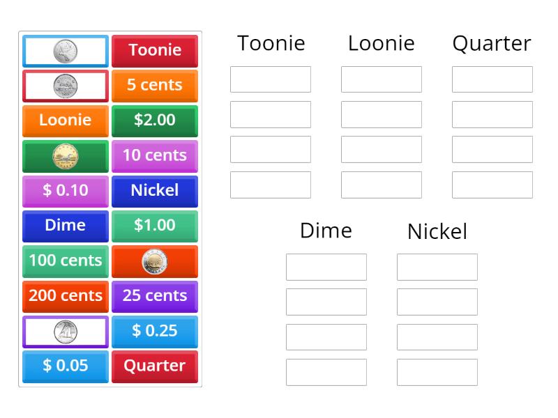 Canadian Money Sort - Group sort