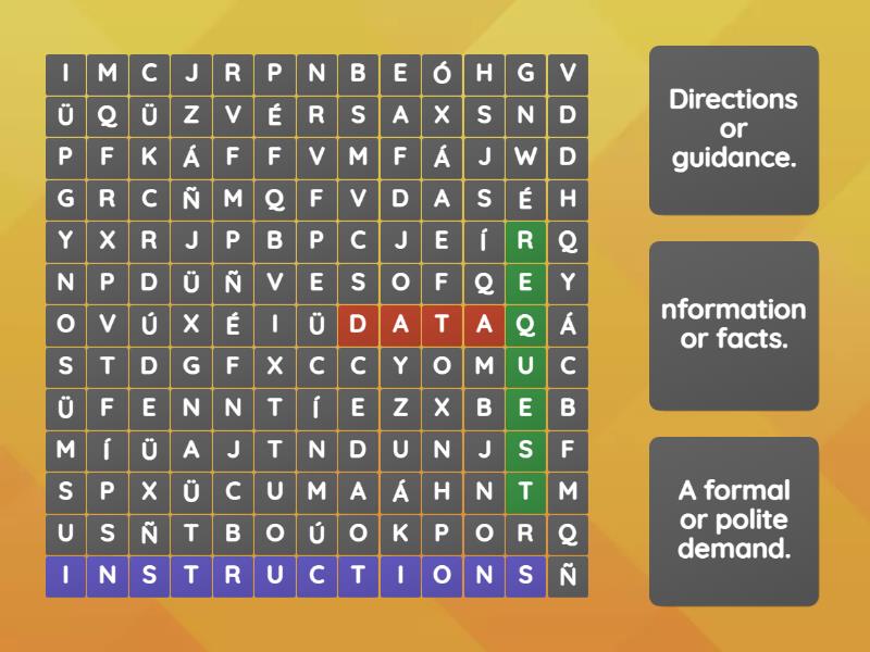 Request for instructions and data - Wordsearch