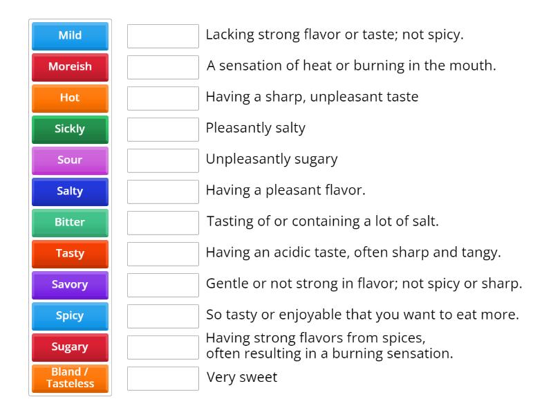 Unit 4, Food & Drink Vocabulary - Match up