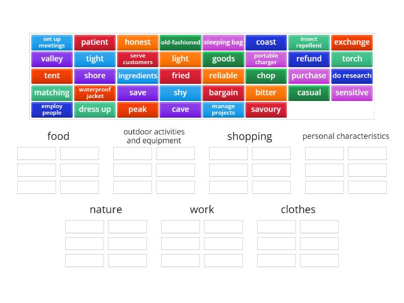 B1 Vocabulary revision - Group sort