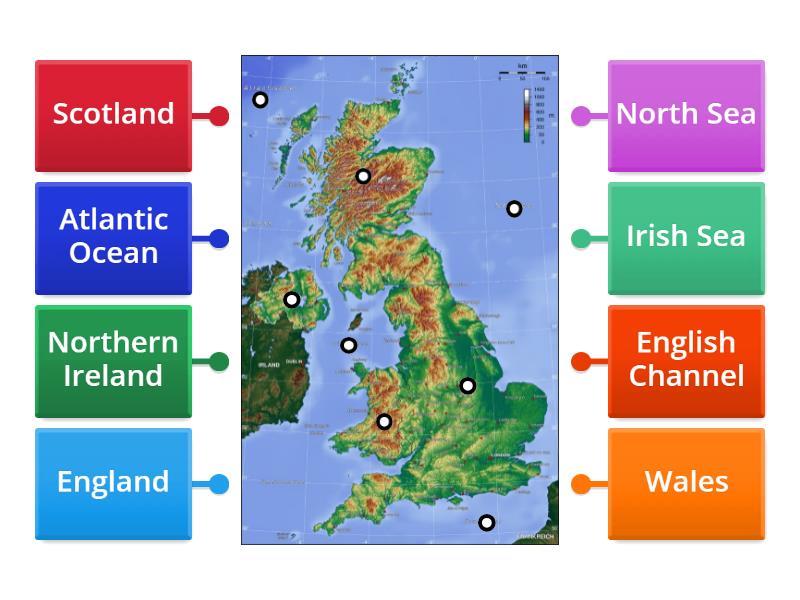 the UK Geographical position - Labelled diagram