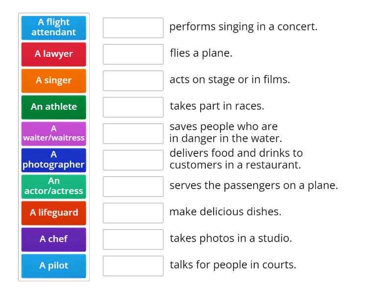 5B Unit 3 Jobs' duties - Match up
