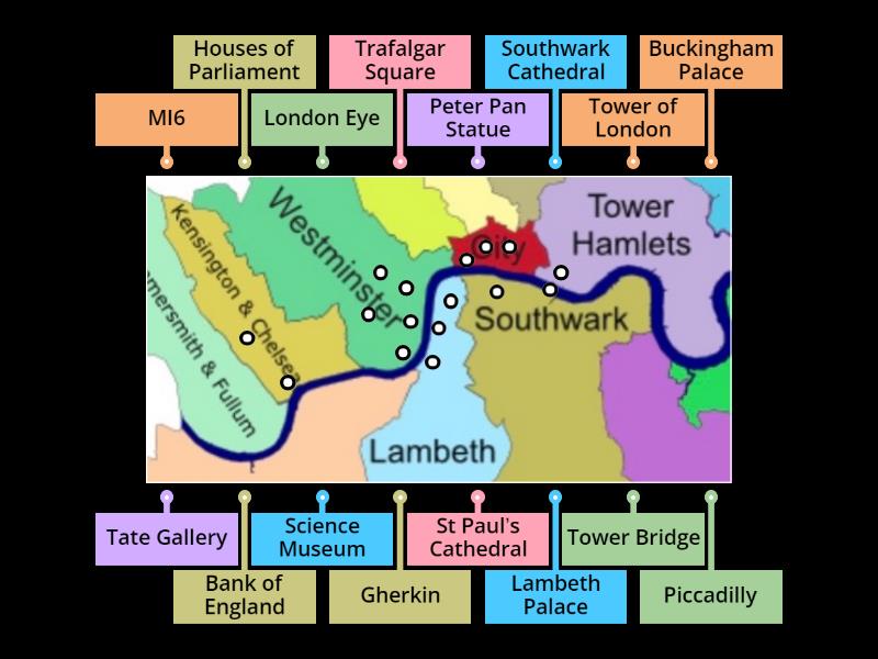 London Boroughs and monuments - Labelled diagram