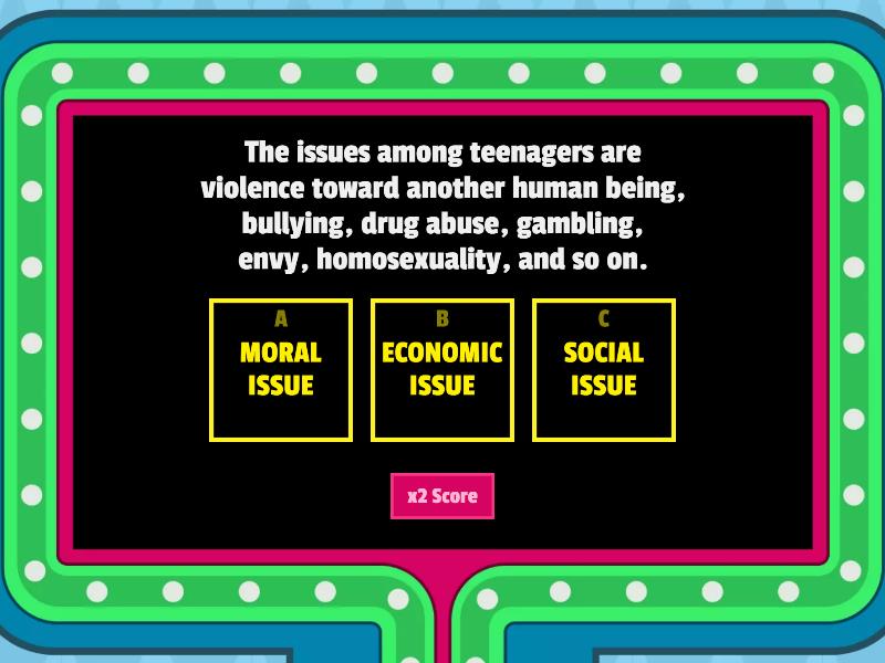 ISSUES..ISSUES...ISSUES! - Gameshow quiz