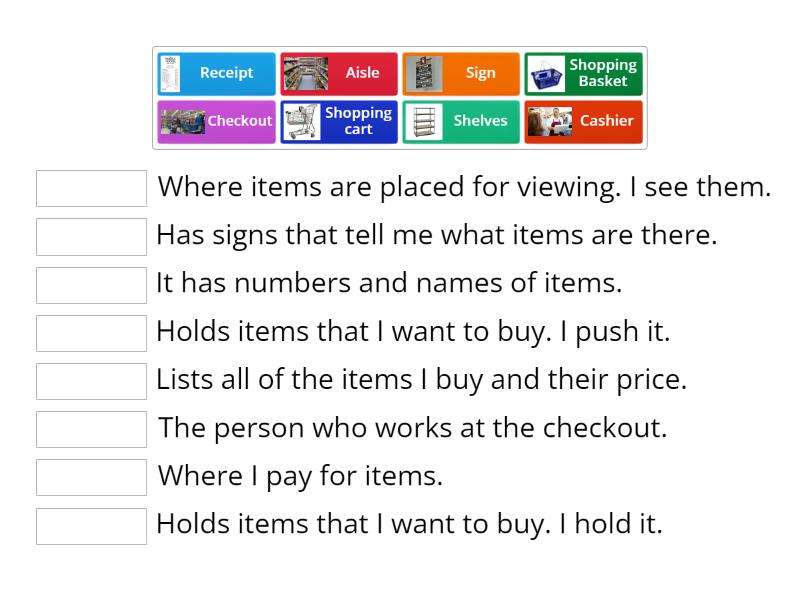 Grocery Store Vocabulary - Match up