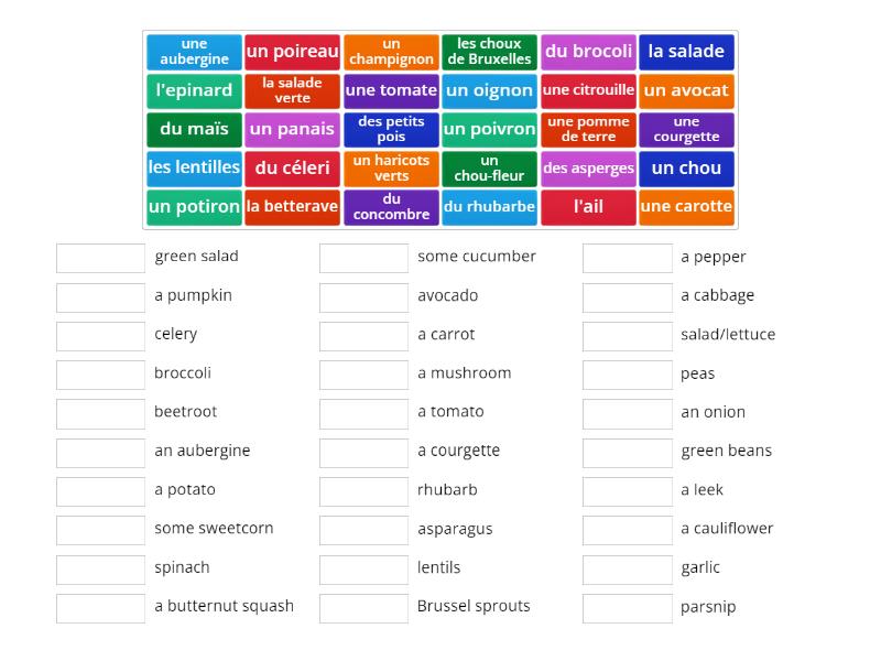 French vegetables - Match up