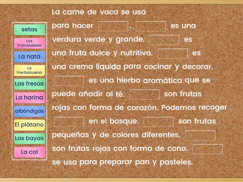 La comida - Complete the sentence