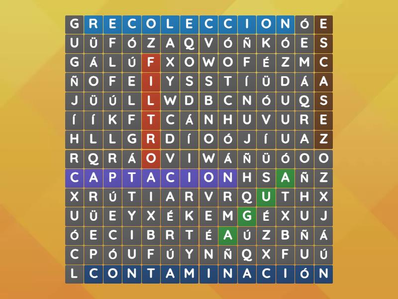 cuidado del agua - Sopa de letras