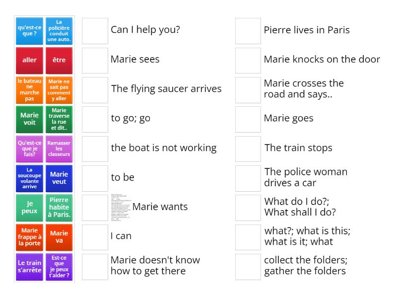 Les verbes - Comment y aller - Match up