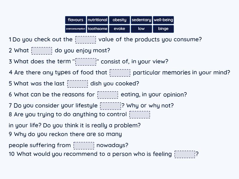 Talking Food - Completar la frase