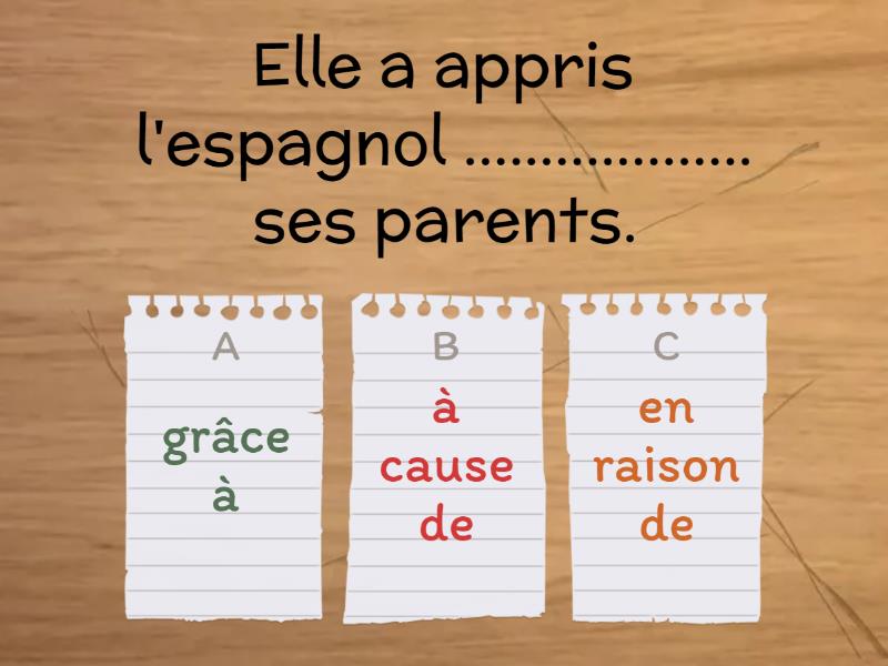 Exprimer la cause - par Ecole2 (version Olha) - Quiz