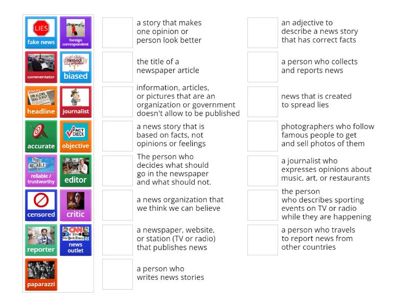 News Vocabulary - Match up