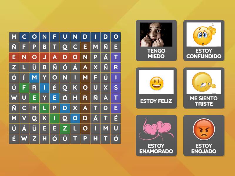 Sopa de letras de las emociones - Wordsearch