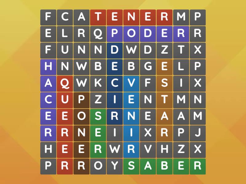 Identificar los 10 verbos de la sopa de letras y realizar la ...