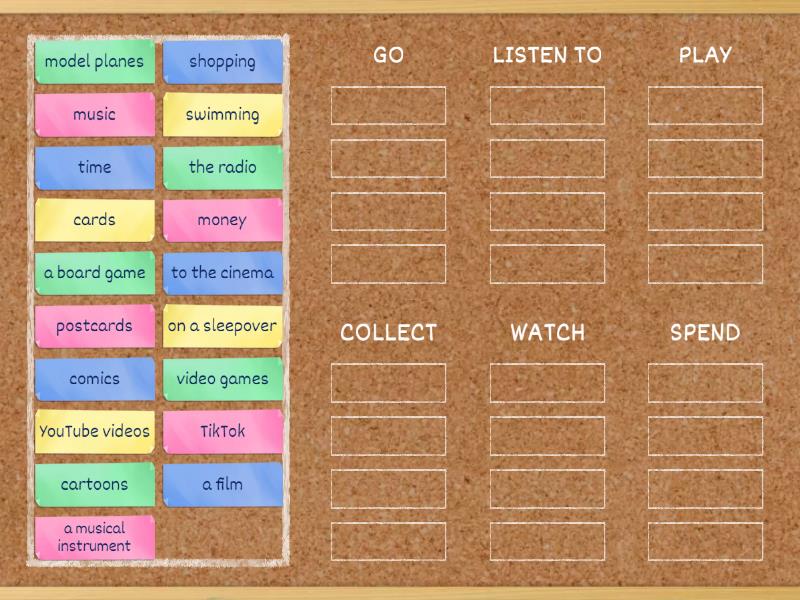Vocabulary: Free time activities_part 2 - Group sort