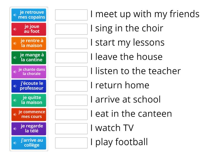 FRENCH DAILY ROUTINE WITH ER VERBS - Match up