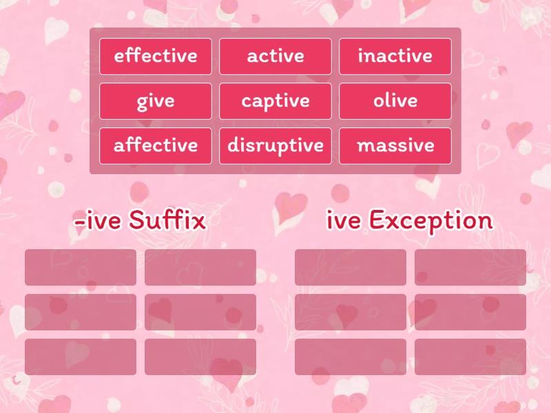 -ive or Suffix -ive - Group sort