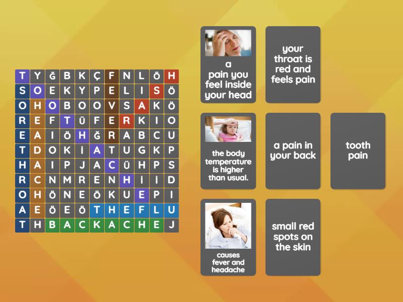 health problems - Wordsearch